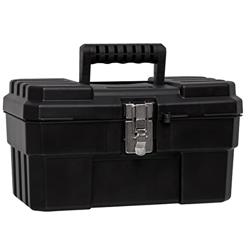 Akro-Mils 09514 ProBox 14-Inch Plastic Toolbox for Tools, Hobby or Craft Storage Toolbox with Removable Tray, 14-Inch x 8-Inch x 8-Inch, Black