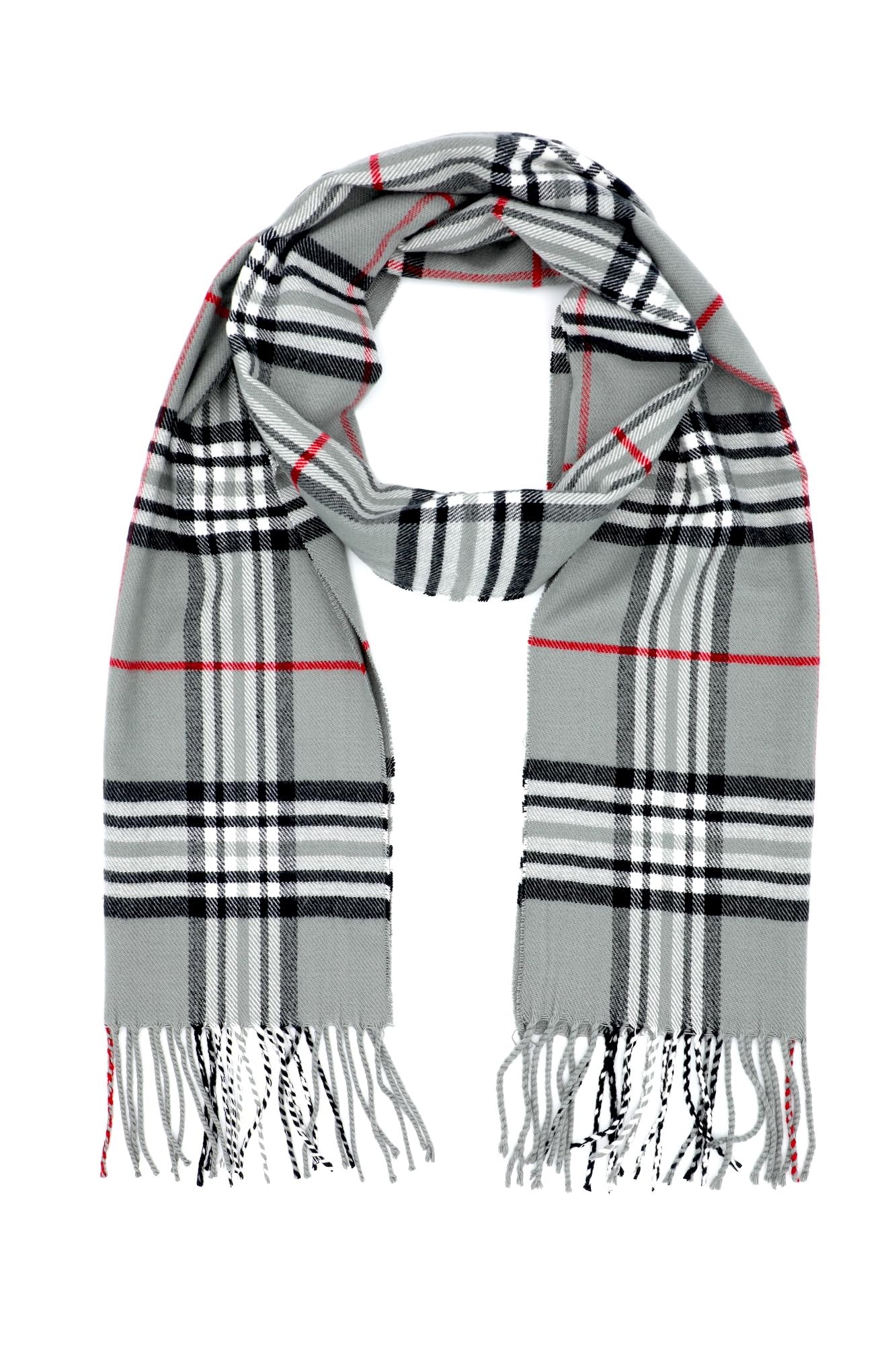 Achillea Classic Plaid Check Cashmere Feel Winter Scarf (Classic Grey Plaid)