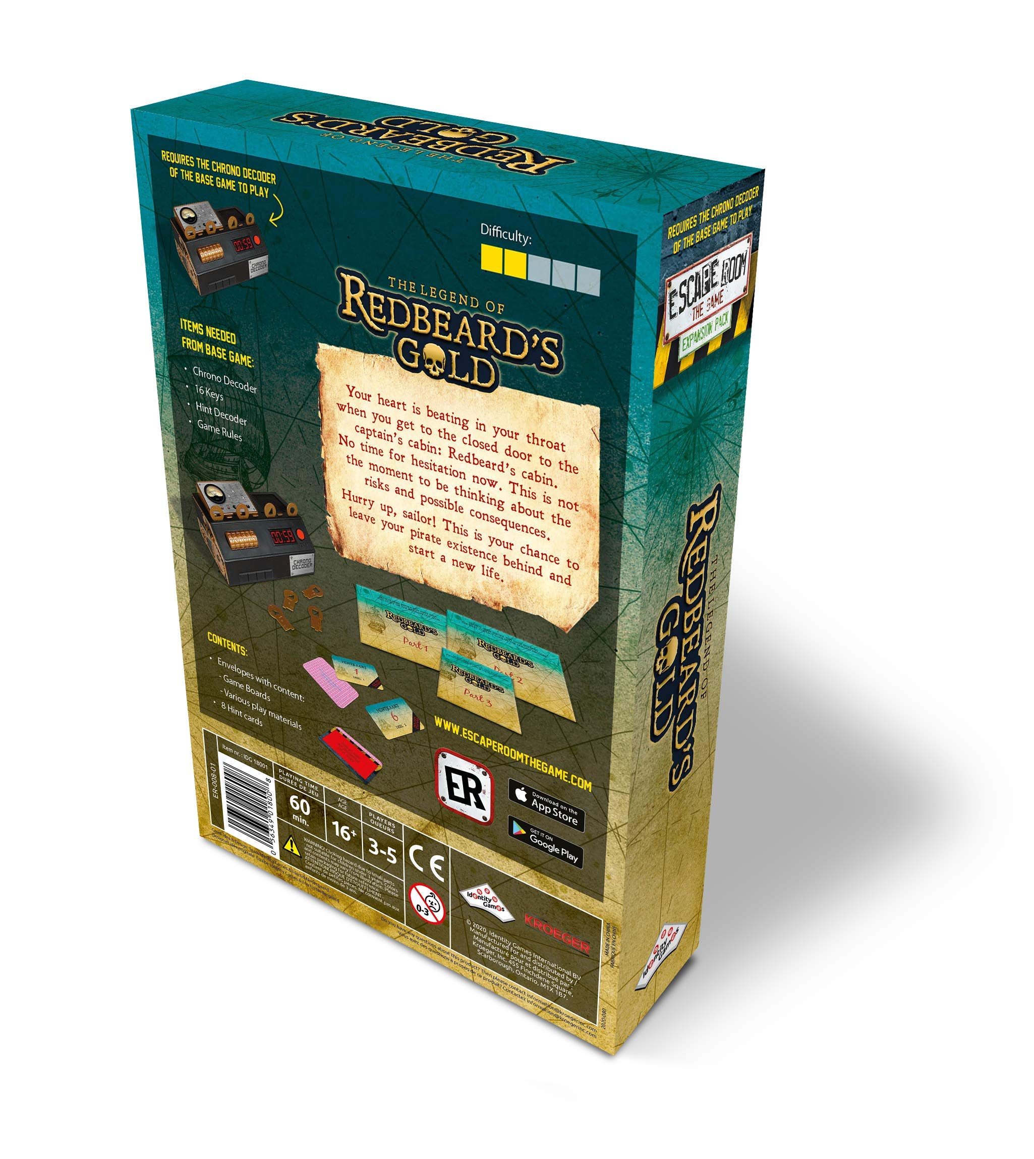 Escape Room The Game Bundle - Base Game Version 2 - with 4 Thrilling Escape Rooms + Expansion Pack The Legend of Redbeard's Gold - for Adults and Teens (English Version)