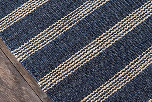 Novogratz by Momeni Montauk 100% Jute Hand Woven Indoor Area Rug, 2'3" X 10', Navy