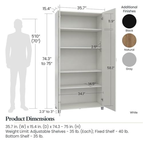 Pemberly Row Transitional 36" Utility Storage Cabinet in Black