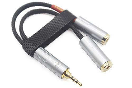 Youkamoo 2.5mm Balanced to 2 x 3.5mm Female 8 Core Silver Plated Headphone Earphone Audio Adapter Cable New in Box for PHA-3 2.5mm to Dual 3.5mm