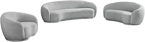 Meridian Furniture 693Grey-L Hyde Collection Modern | Contemporary Boucle Fabric Upholstered Loveseat, Grey, 64" W x 38" D x 27.5" H