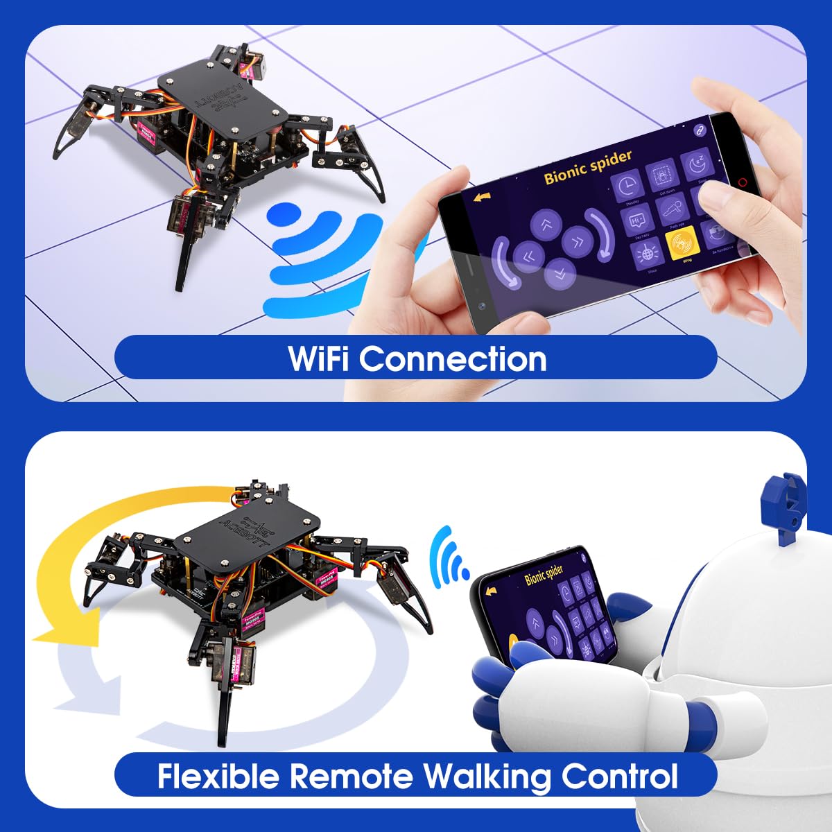 ACEBOTT STEM Robotics Science Kits for Kids, DIY Robotics Stem Toys, ESP8266 Spider Robot Building Kit, STEM Robotics Project Compatible with Arduino for Girls,Boys,Teens,Adults (QD020)