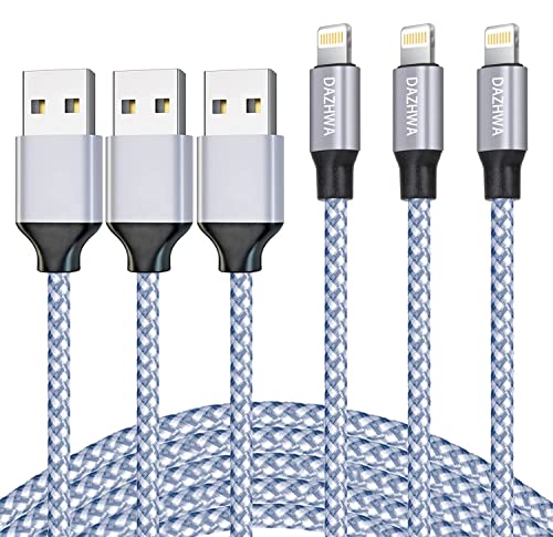 DAZHWA iPhone Charger 3pack 6ft [Apple MFi Certified] Nylon Braided USB-A to Lightning Cable Cell Phone Fast Charger Cord Compatible iPhone14/13/12/11Pro Max/XS/XR/X/8/7/iPad More