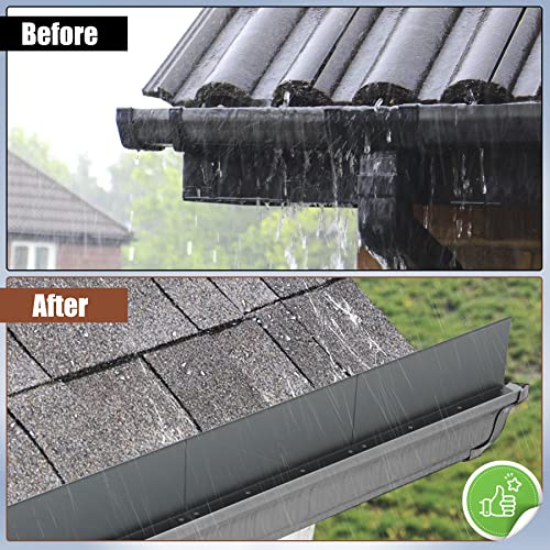 BJADE'S Gutter Valley Splash Guard,6 Pcs Aluminum Roof Valley Splash Shield Gutter Guard.for Straight,Flat Roofs,Corner,10 inch Each