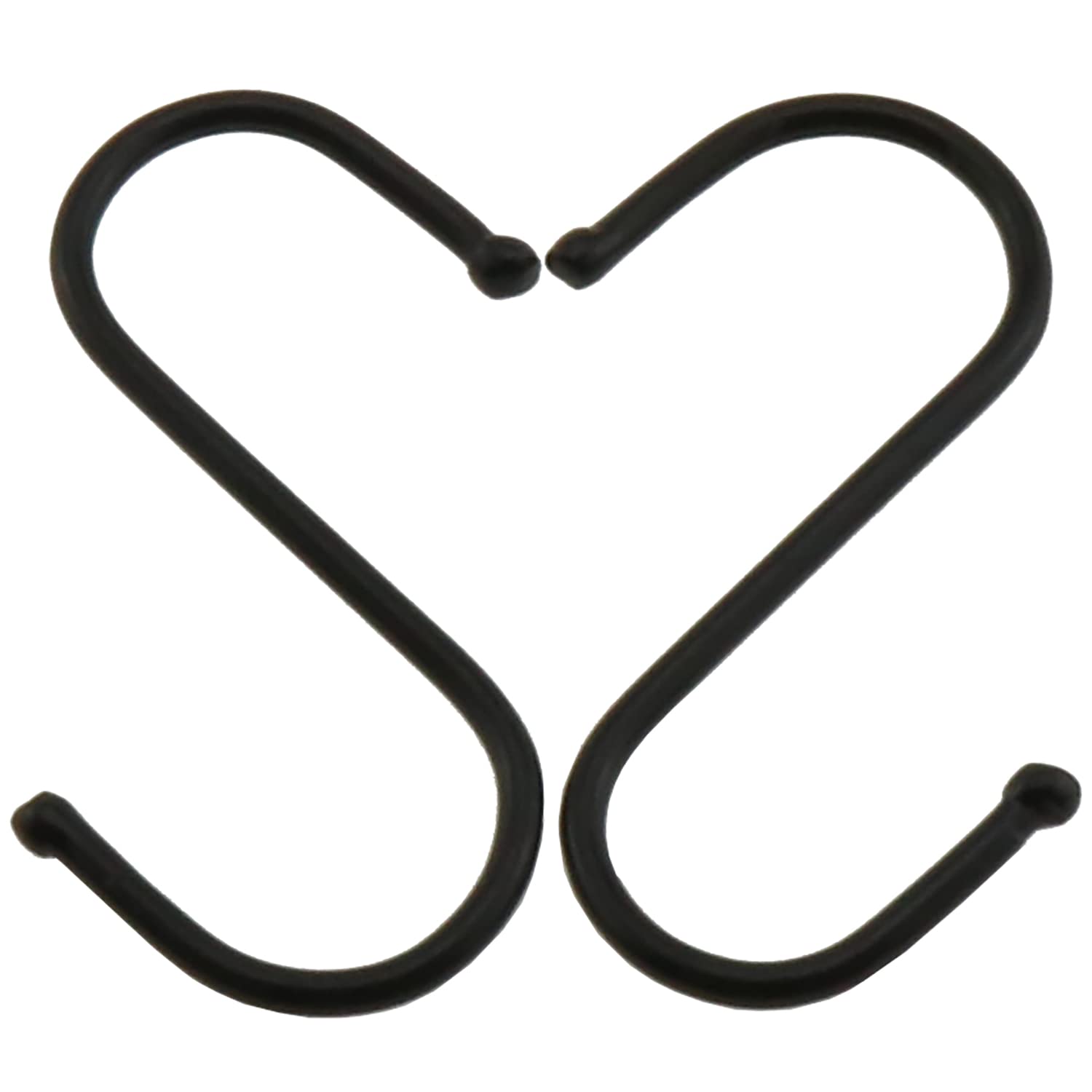 E-outstanding S Hook 12PCS 2.7 x 0.8 x 0.1Inch Black Heavy Duty Stainless Steel S-Shaped Hooks Hangers for Hanging pots and Pans, Plants, Utensils, Towels Small Size Hanging Hook
