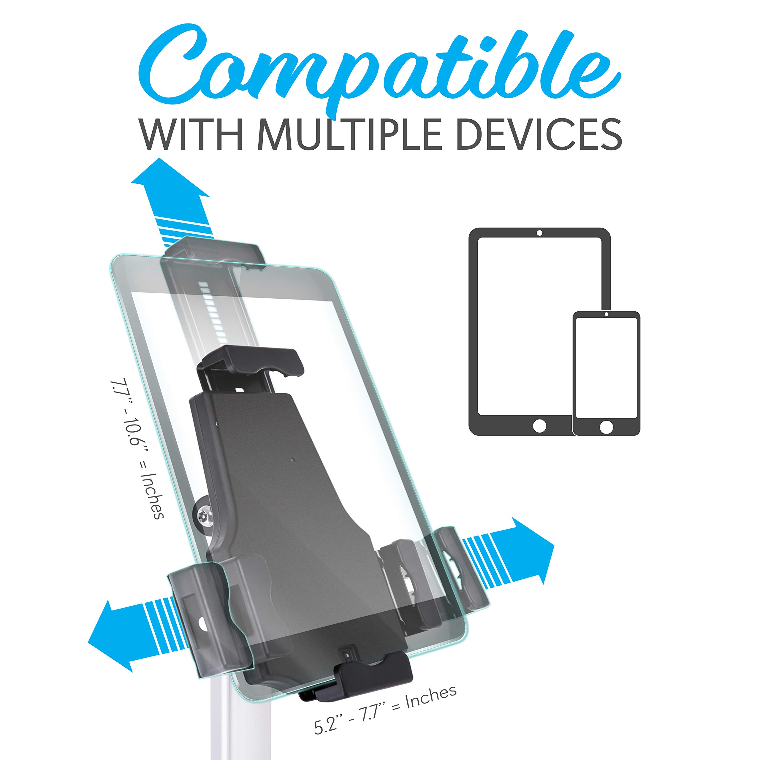 Pyle Anti-Theft Adjustable Tablet Security Stand - Metal Floor Mount Tablet Holder w/Lock, 360 ° Rotation, Works w/iPad Mini, Kindle Fire HD, Samsung Galaxy, Android Tablets - PSPADLK62
