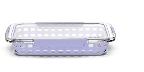 Ello Duraglass Baking Dish, 9x13-3Qt, Tropical Violet & DuraGlass Food Storage Glass Lunch Bowl - Meal Prep Container with Silicone Sleeve and Airtight Lid, 5 Cup, Yucca