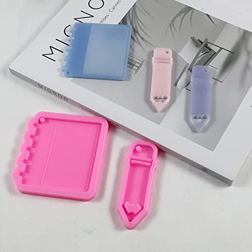 DD-life 10 Pcs Pencil Shape and Note Shape Silicone Molds for Office Supplies Baking Crafts Keycahin Decoration（5 Pencil Shape，5 Note Shape）