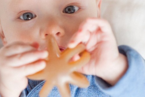 Calmies Teether for Babies Without BPA, 100 Percent Natural Rubber Toy for Infants, Plant Based, No Parabens, No PVC, and No Phthalates, Unscented