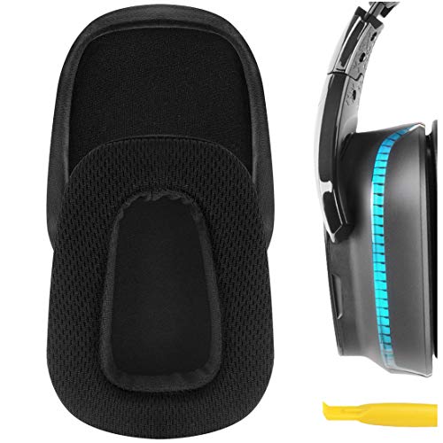 Geekria QuickFit Mesh Fabric Replacement Ear Pads for Logitech G533, G633, G635, G933, G935 Headphones Ear Cushions, Headset Earpads, Ear Cups Cover Repair Parts (Black)