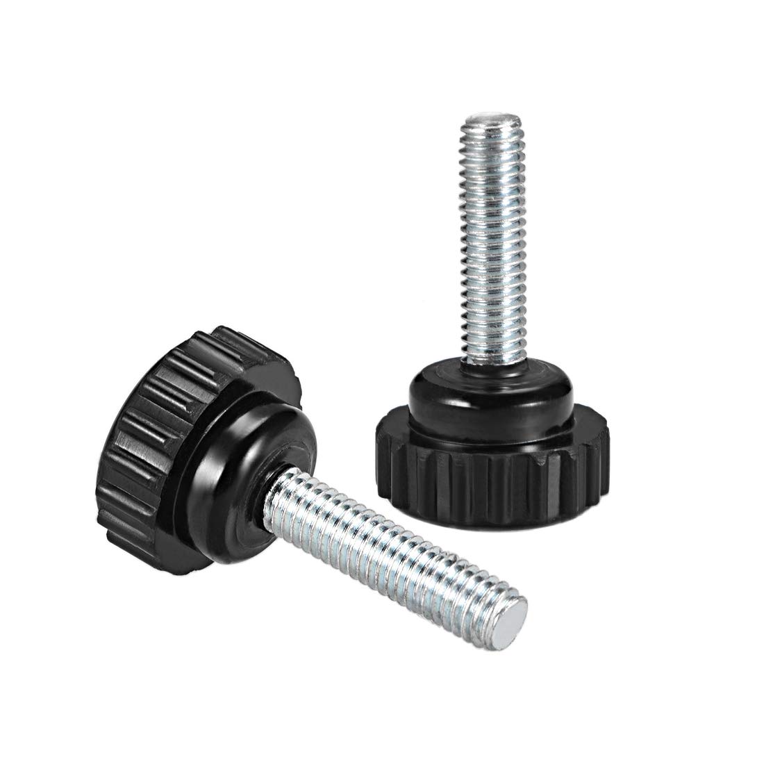 uxcell M6 x 30mm Metric Male Thread Knurled Clamping Knobs Grip Thumb Screw on Type Plastic Threaded Hand Bolt Knobs Black 2 Pcs