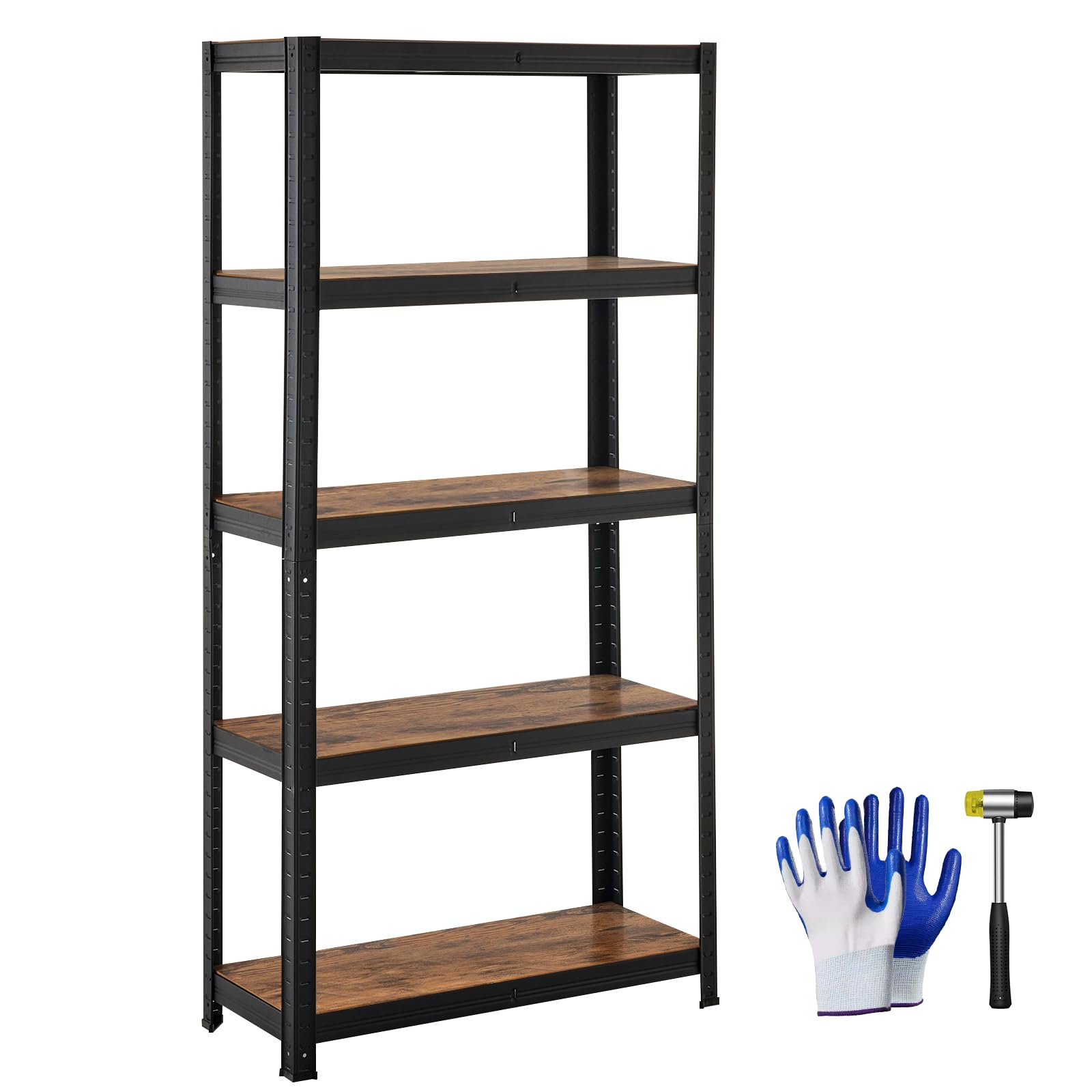 TALJIAYEH 5 Tier Storage Shelves, 30" W x 12" D x 60" H Pantry Closet Storage Shelves, Adjustable Storage Shelving Unit for Living Room, Kitchen Garage Office, Rustic Brown and Black, 1 Pack