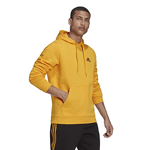 adidas Men's Essentials Fleece Hoodie, Semi Solar Gold/Black, X-Large Tall