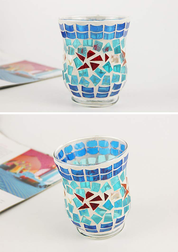 Blue Small Fish Mosaic Glass Tea Light Candle Holder Romantic Handmade Gifts Votive Candleholder Christmas Candlestick Holders Table Centerpieces Home Decor Wedding Party Table Decorations