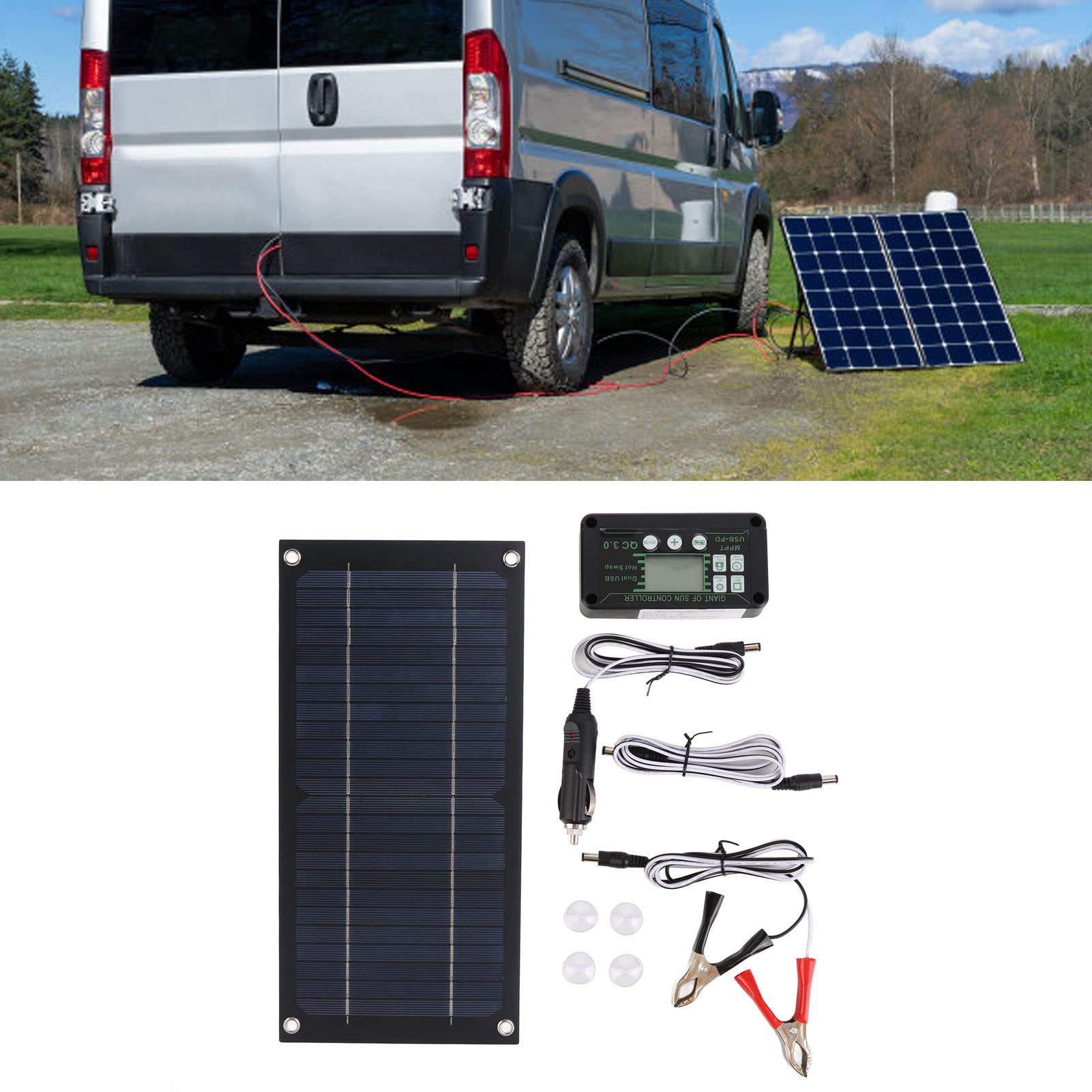 600W Solar Panel Kit, Monocrystalline Solar Panel with 100A Charge Controller, Extension Cable, for Outdoor RV Camper Caravan Boat Trailer Off Grid System