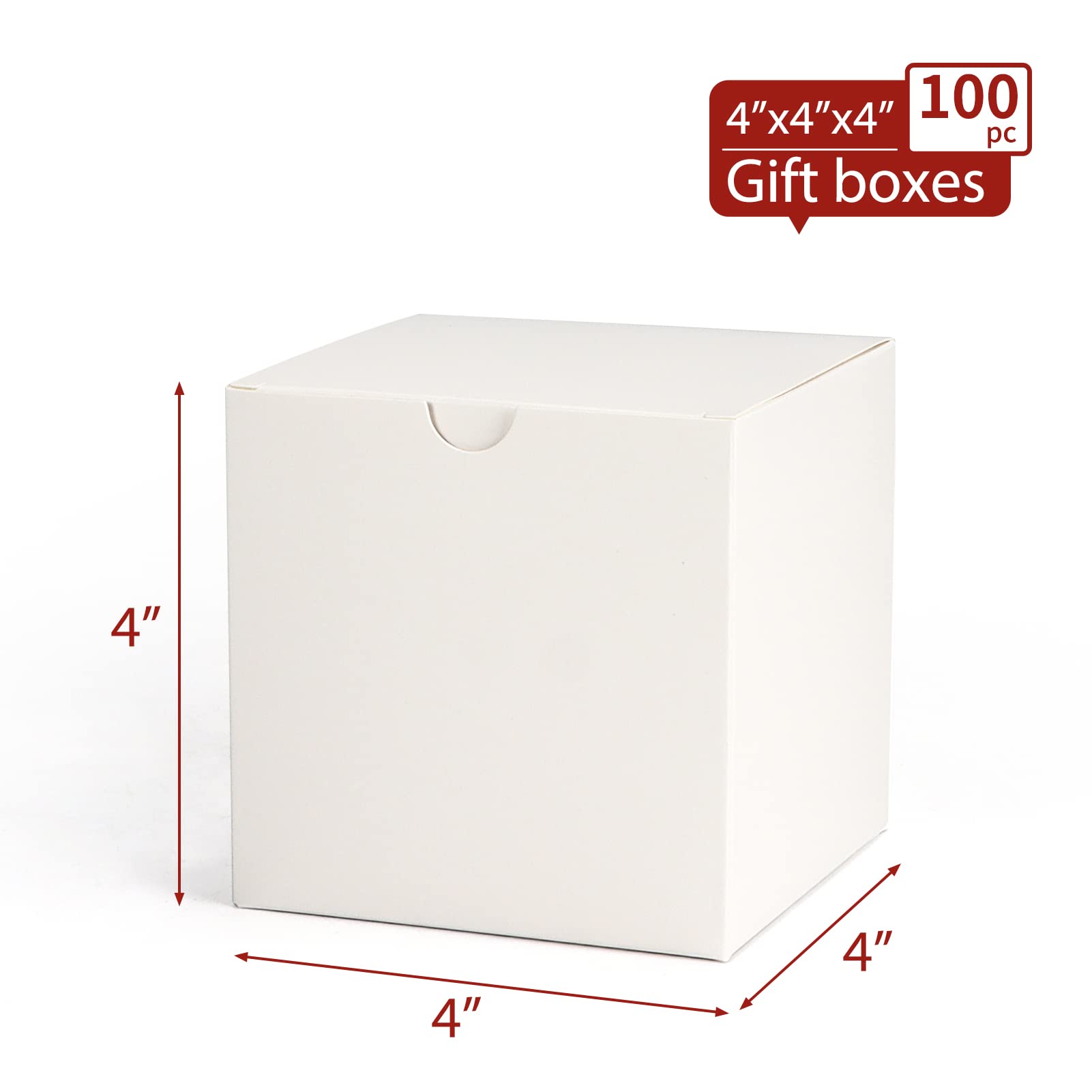 PETAFLOP 100 Pack Gift Boxes 4x4x4 with Lids, White Small Gift box for Presents, Cupcake, Candy, Kraft Paper Boxes for Party Favor, Bridesmaid, Wedding, Christmas