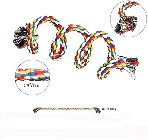 Yuecoofei Parrot Rope Perch Cotton Rope Bird Perch with Bell Climbing Stand Bar Bird Bungee Toy Parrot Chew Toys,pet Toys,Bird Perch, Rope Bungee Bird Toy