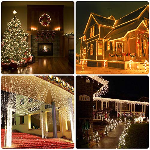 ALED LIGHT Solar String Lights Outdoor, 2 Pack 30M/98.2ft 300 LED Copper Wire Light Waterproof Luminous LED String Lighting Chain 8 Modes Warm White Starry Fairy Lights for Garden Home Decoration