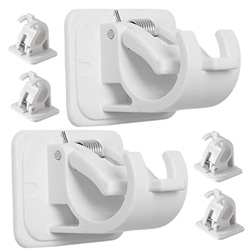 DOITOOL 6pcs Nail-Free Towel Bar Clip Wall Mount Clothes Rack Curtain Hooks Shower Curtains Hooks Nail Free Curtain Rod Hooks Adhesive Nail Free Adjustable Curtain Rod Holder Rod Support