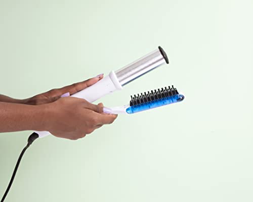 InStyler Max Prime Wet To Dry 1.25" White 2-Way Professional Tourmaline Ceramic Rotating Iron with Ionic Bristles - Dry, Straighten, Style & Curl Hair - Four Heat Settings - Automatic Shut Off