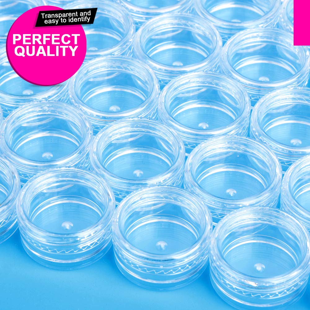 60Pcs Cosmetic Containers, HNYYZL 3 Gram Clean Plastic Jar Travel Sample Empty Container, for Lotion, Eye Shadow Nails Powder, Jewelry, and Creams Sample Make-up Storage(Transparent, 3ML)