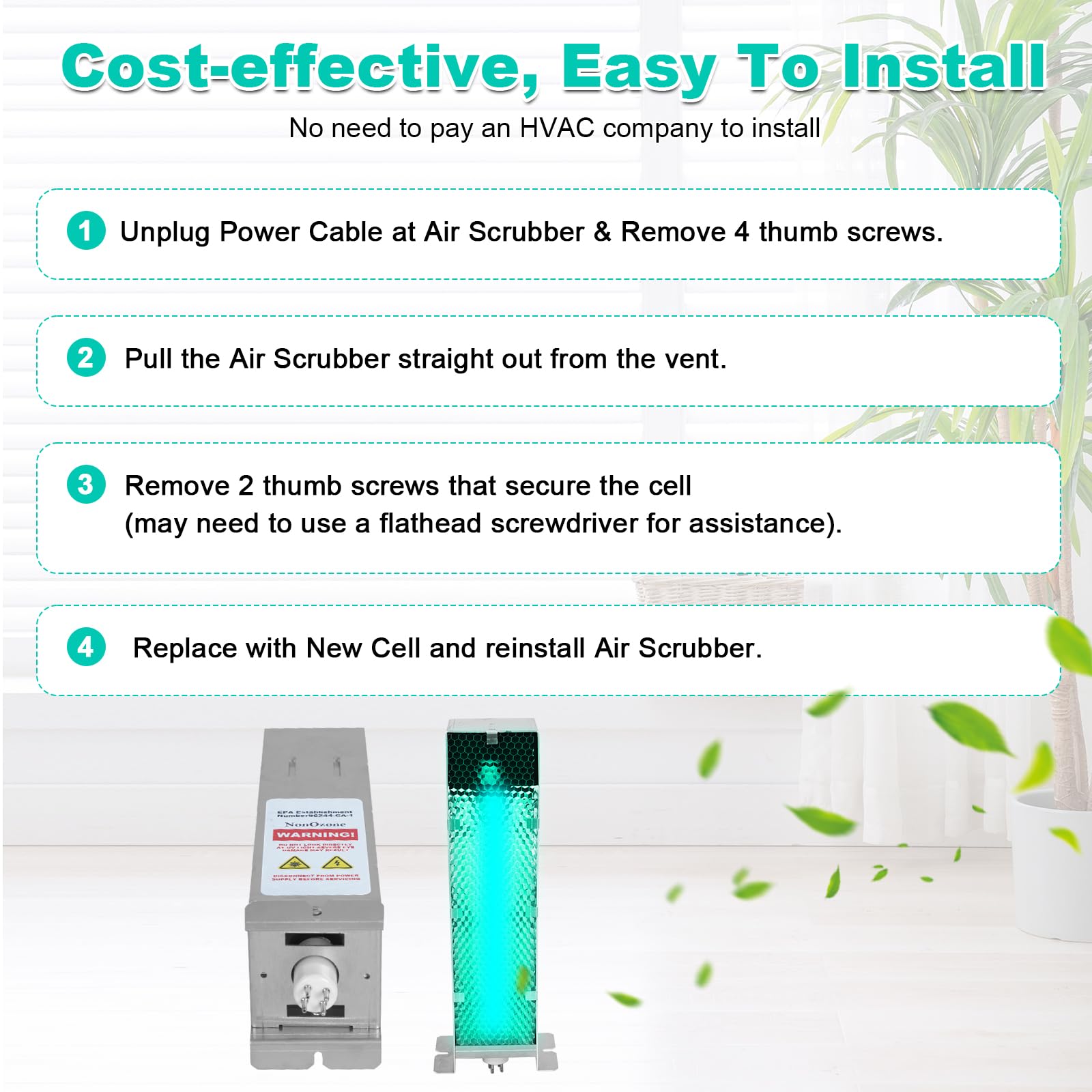 Air Scrubber Plus Advanced Photocatalytic Oxidation (PCO) 9 Inch Replacement Cell and Üν Bulb,Ozone Free, 100% Compatible with A1013A A1013C A1013P A1013Q A1013T A1013U... Rated Time 18,000h, 1 Pack