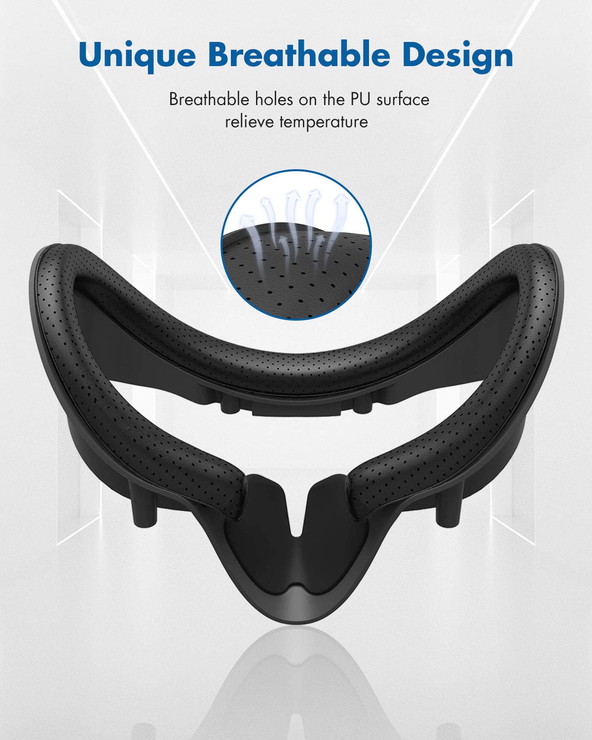 KIWI design VR Facial Interface Bracket Compatible with Valve Index, 2 pcs PU Leather Anti-dirt Sweat-Proof Foam Face Cover Pad with Lens Cover and Anti-Leakage Nose Pad