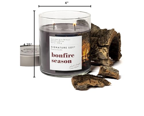 Signature Soy Lidded Bonfire Season Scented Candle, Large Jar