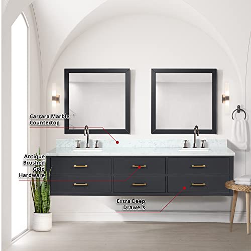 Bell+Modern Tuckerton 84 in W x 22 in D Black Double Bath Vanity and Carrara Marble Top