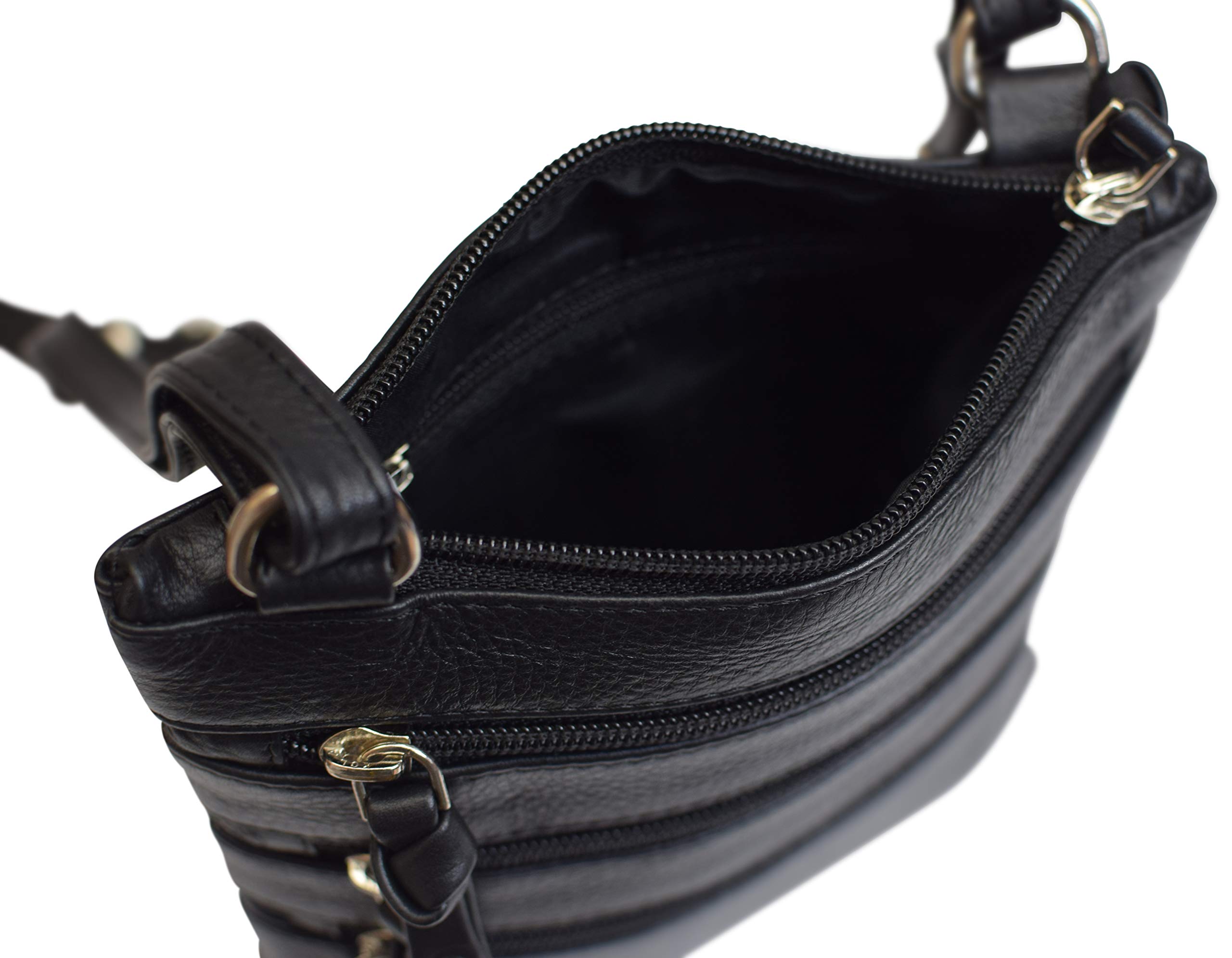 Women's Purse Crossbody Handbag Premium Genuine Leather Shoulder Bag Luxury Gift for Ladies (Black)