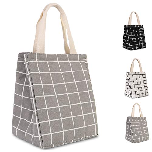 HOMESPON Reusable Lunch Bag Insulated Lunch Box Canvas Fabric with Aluminum Foil, Lunch Tote Handbag for Women,Men,Office