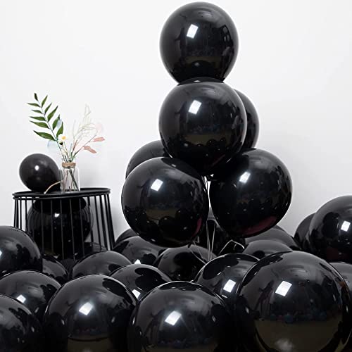 Black Balloons Garland Arch 114 Pack Black Latex Party Baloons In Different Sizes for Halloween,Graduation Party Decorations, Birthday Ballons Anniversary Balloons