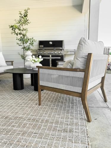 Nathan James Kayden Bohemian 3-Piece Patio Conversation Set, Outdoor Loveseat Set with Removable Cushion Covers, Solid Acacia Wood Patio Loveseat and Chairs, Light Brown
