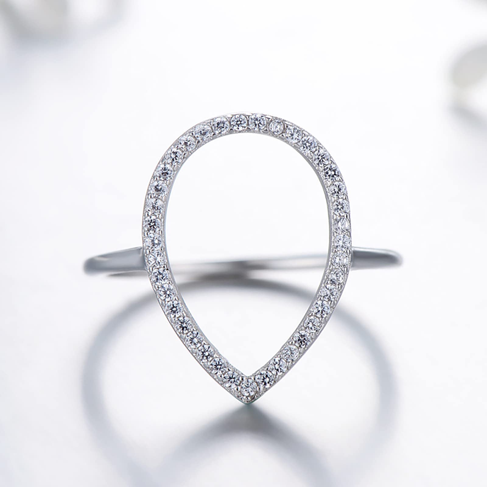 925 Silver Water Drop Geometric Finger Rings Women's Atmospheric Wedding Jewelry Gifts