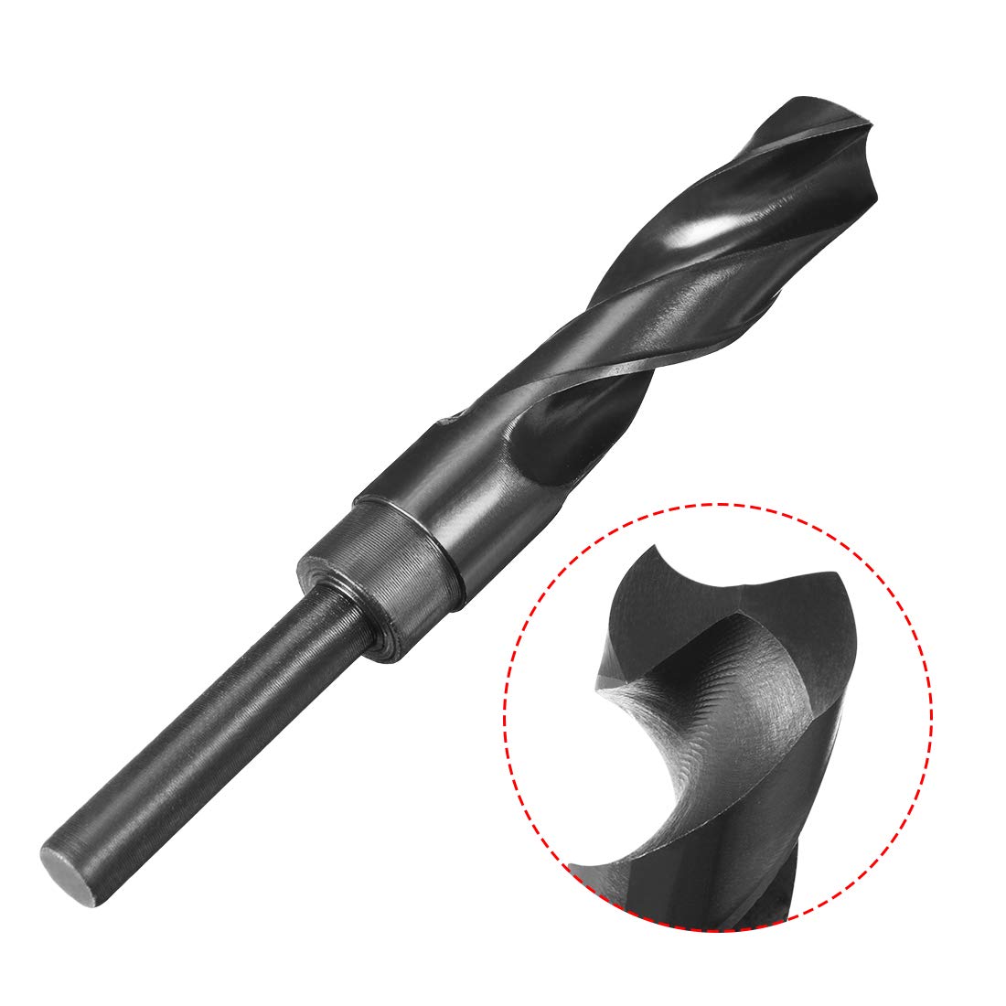 uxcell Reduced Shank Drill Bit 20mm Black Nitride Coated with 1/2 Inch Straight Shank, High Speed Steel HSS 9341 Twist Drill Bit for Stainless Steel Alloy Metal Plastic