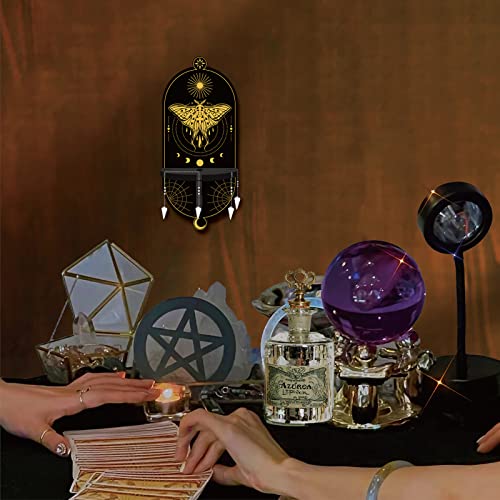 CREATCABIN 2Pcs Small Crystal Shelf Display Butterfly Wooden Crystal Holder Magical Witch Stuff Boho Rustic Altar Shelf for Hanging Crystals Stone Necklace Witchy Room Wall Decor 3.03 x 7.01inch