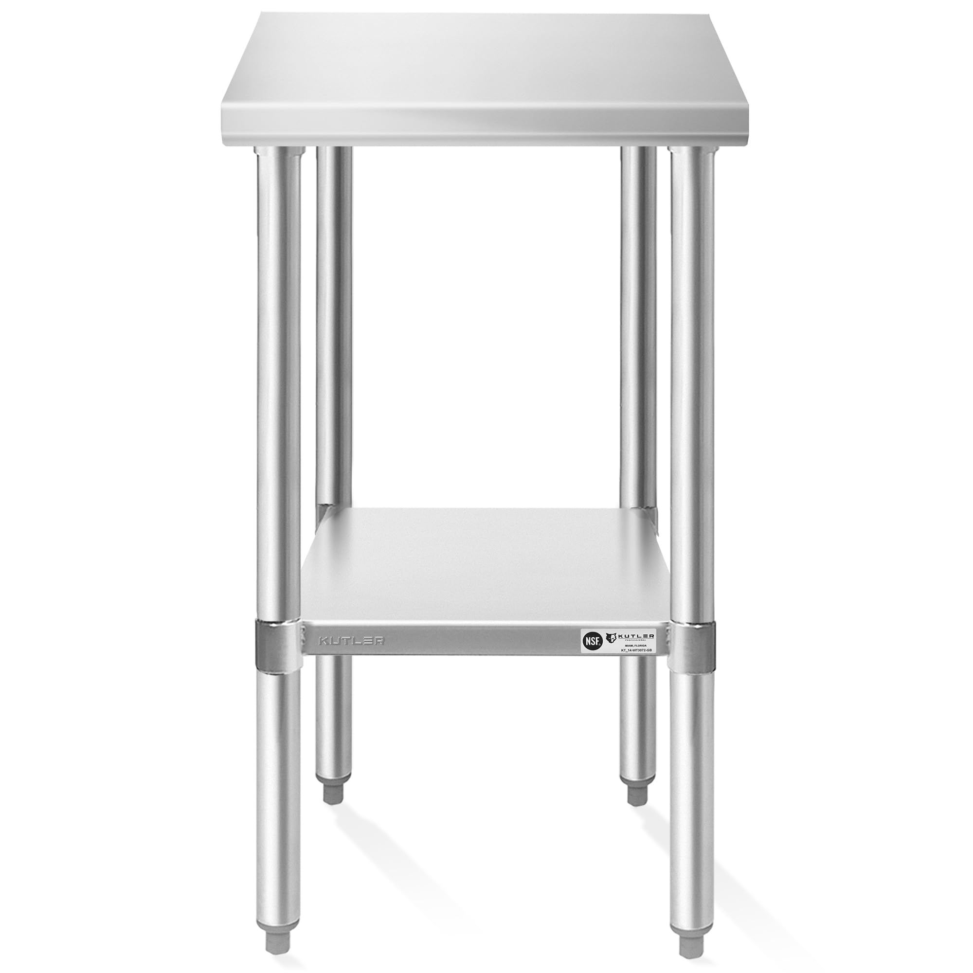 KUTLER Stainless Steel Table 24 x 12 Inches, NSF Heavy Duty Commercial Kitchen Prep and Work Table with Undershelf for Restaurant, Hotel, Home