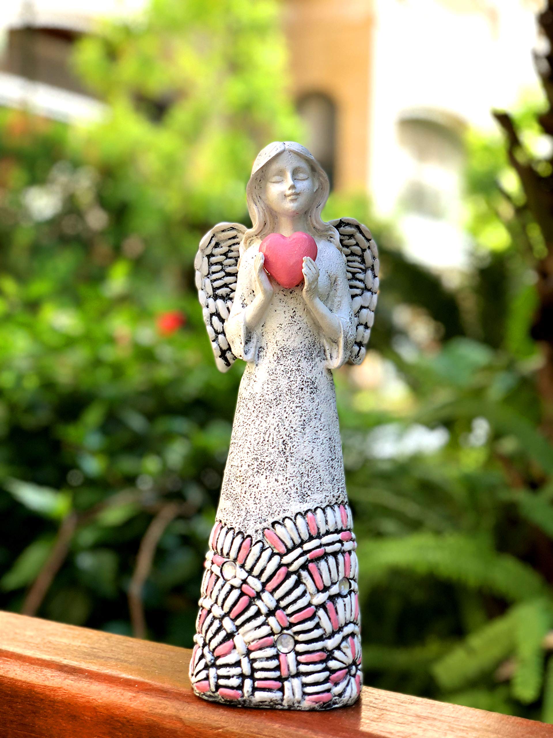 Bo Toys Solar Powered Fairy Angel with Solar Glowing Heart LED Garden Light Decor Color Change