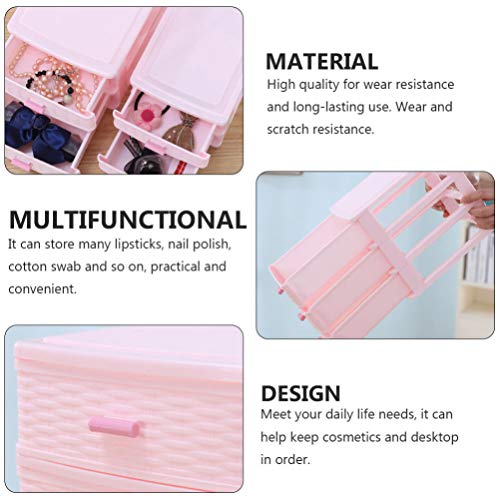 DOITOOL Storage Containers Desktop Jewelry Storage Drawer Makeup Organizer Earring Holder Stand Cosmetic Storage Container for Home Girl Bedroom (Pink) Desk Organizer Caddy
