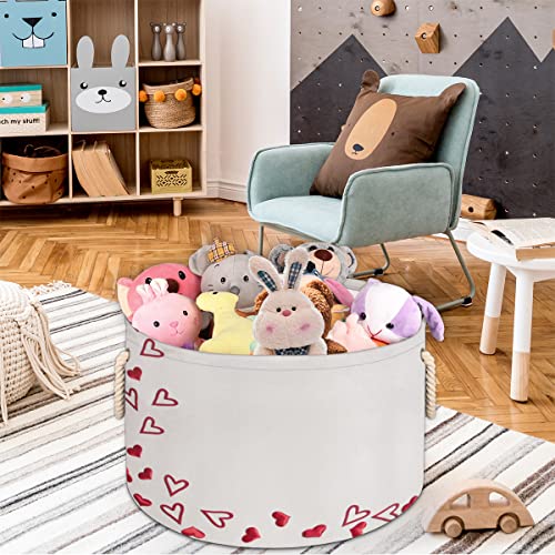 Heart Shape Large Round Baskets for Storage Laundry Baskets with Handles Blanket Storage Basket for Bathroom Shelves Bins for Organizing Nursery Hamper Girl Boy