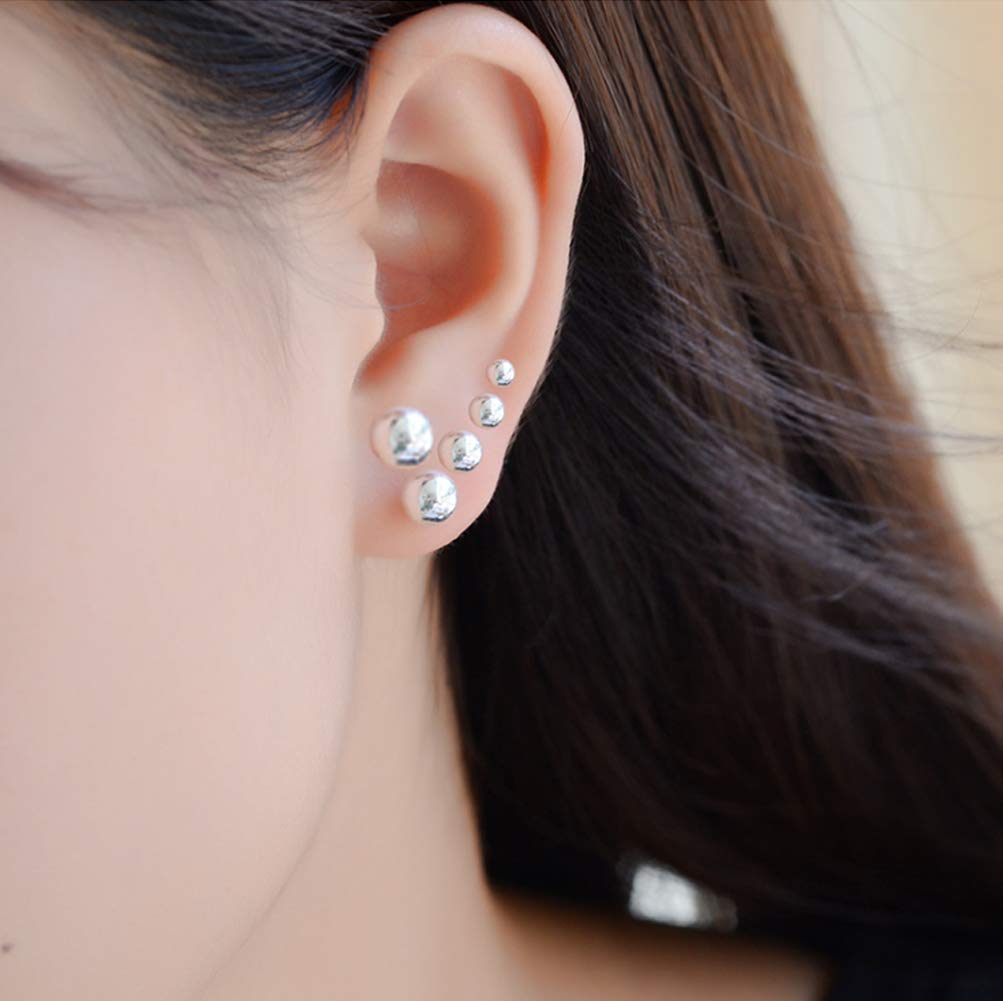 925 Sterling Silver Stud Earrings for Women, Sterling Silver Earrings Tiny Stud Earrings for Multiple Piercings 5 Pairs Different Sizes Stud Earrings Set 2mm 3mm 4mm 5mm 6mm