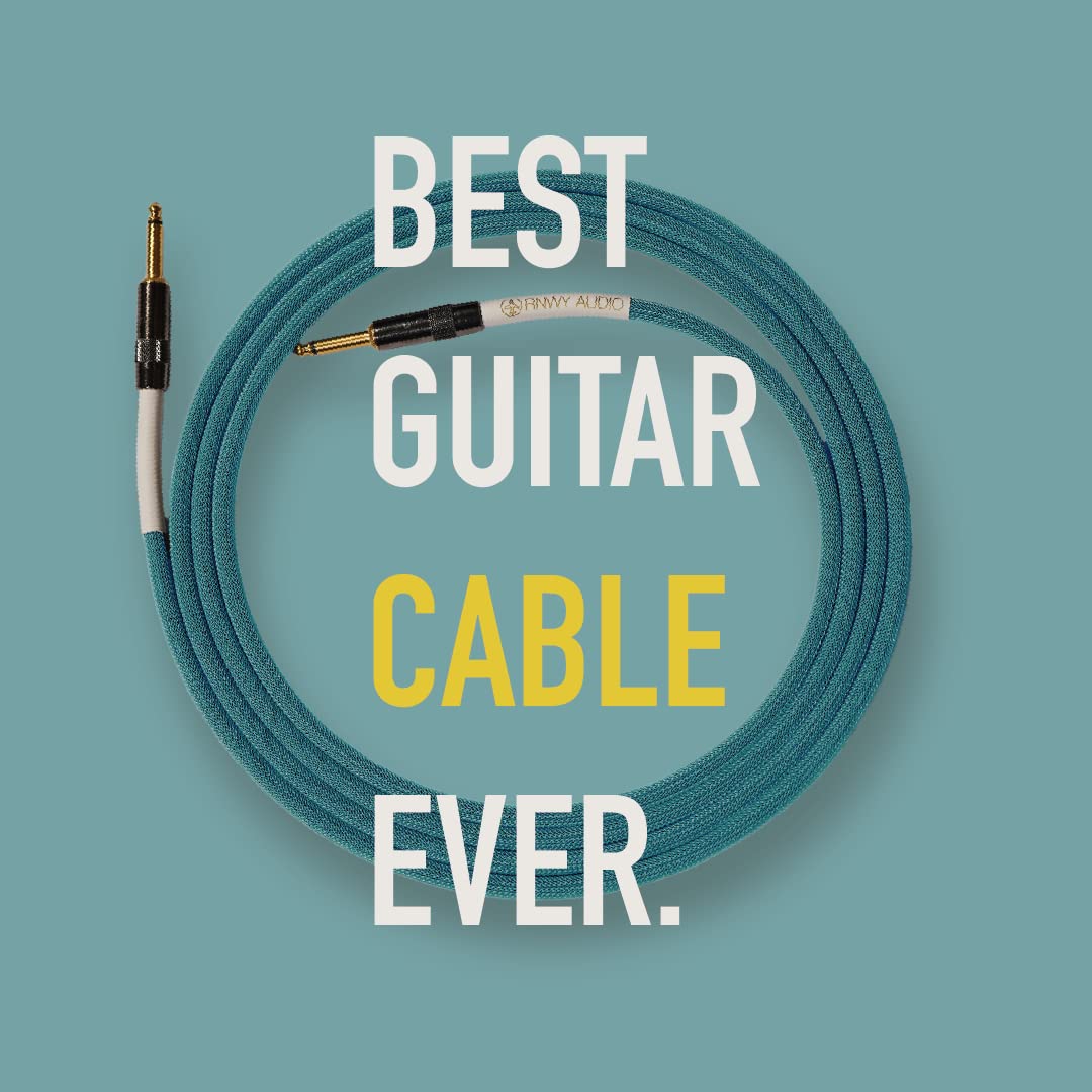 Runway Audio Instrument Cable - Lowest Capacitance Cable on The Market (10ft, Straight to Straight, Aqua-Blue)
