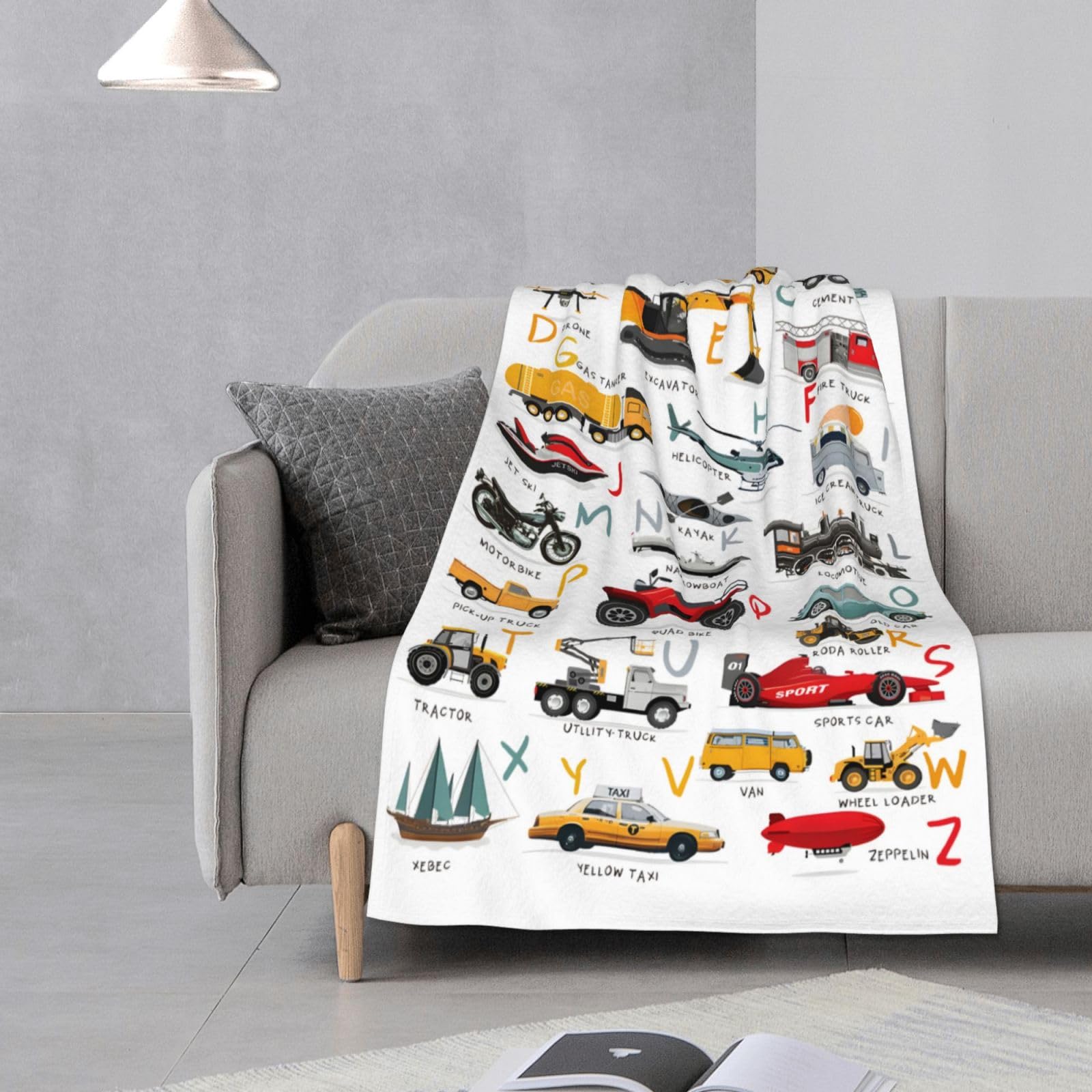 Animal Alphabet Throw Blanket (32x48 inches) Soft Lightweight Blanket Plush Cozy Throw for Kids Girls and Boys