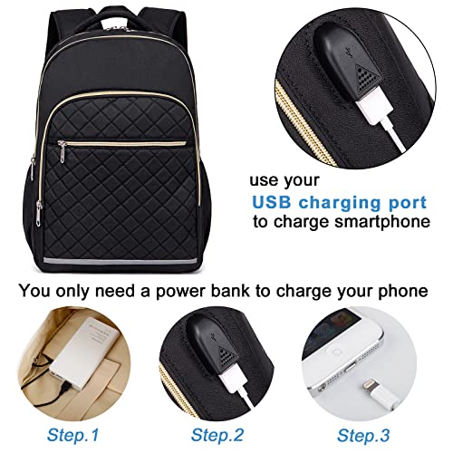 Bluboon Backpack for Women 15.6 Inch Laptop Bookbag College School Backpack Girls Schoolbag Compartment Daypack for Business Travel with USB Charging Port and Headphone Interface