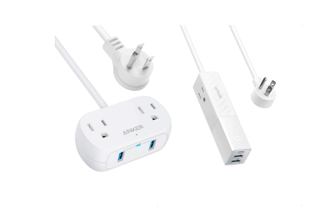 Anker Power Strip with USB PowerExtend USB 2 Mini, 2 Outlets, and 2 USB Ports and Travel Power Strip USB C, Anker 511 USB Power Strip, 2Outlets & 3USB Ports