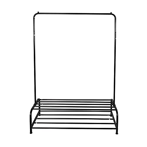 Black Commercial Garment Rack,Closet Garment Rack, Heavy Duty Clothes Storage Organizer for Bedroom, Free-Standing and Closet Organizer and Storage with Hanger Rods Clothes Rack for Hanging Clothes