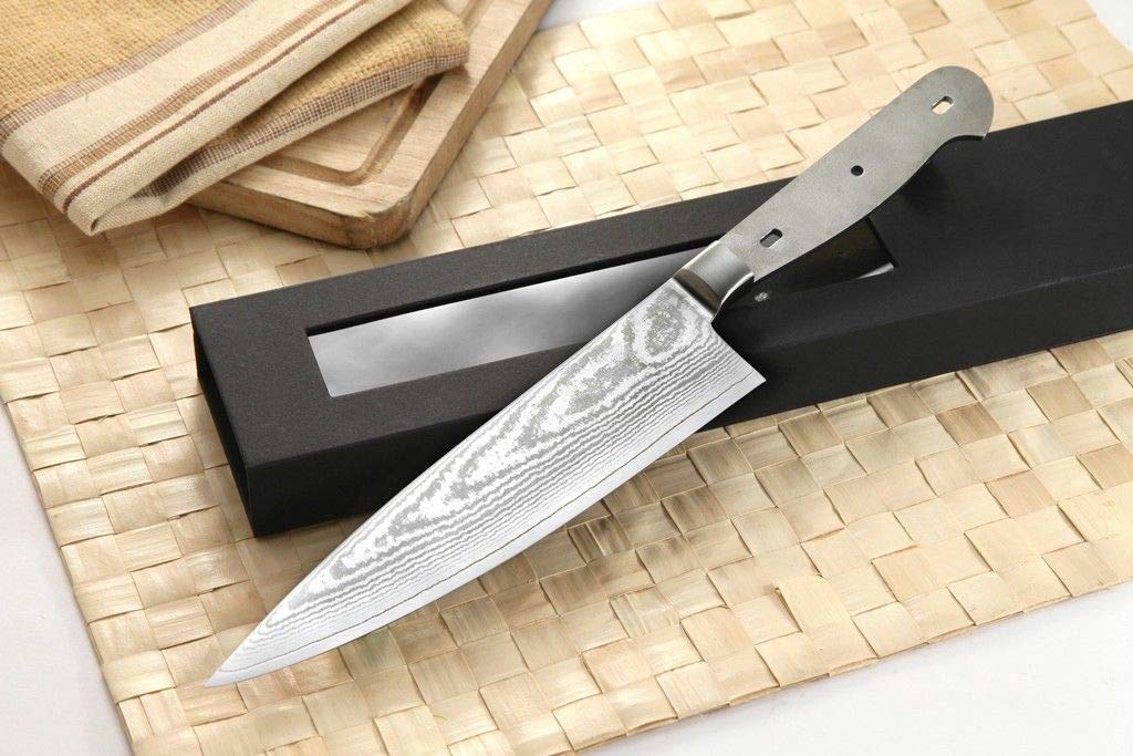 KATSURA Woodworking Project Kit - 7.5-inch Chef's Knife Blank - Japanese VG-10-67 Layers Damascus Steel - NO LOGO
