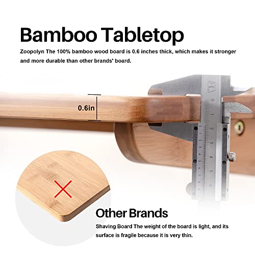 Zoopolyn Tv Tray Table Bamboo Tv Dinner Table C Shaped end Table for Sofa Couch Laptop Living Room Bedroom Natural